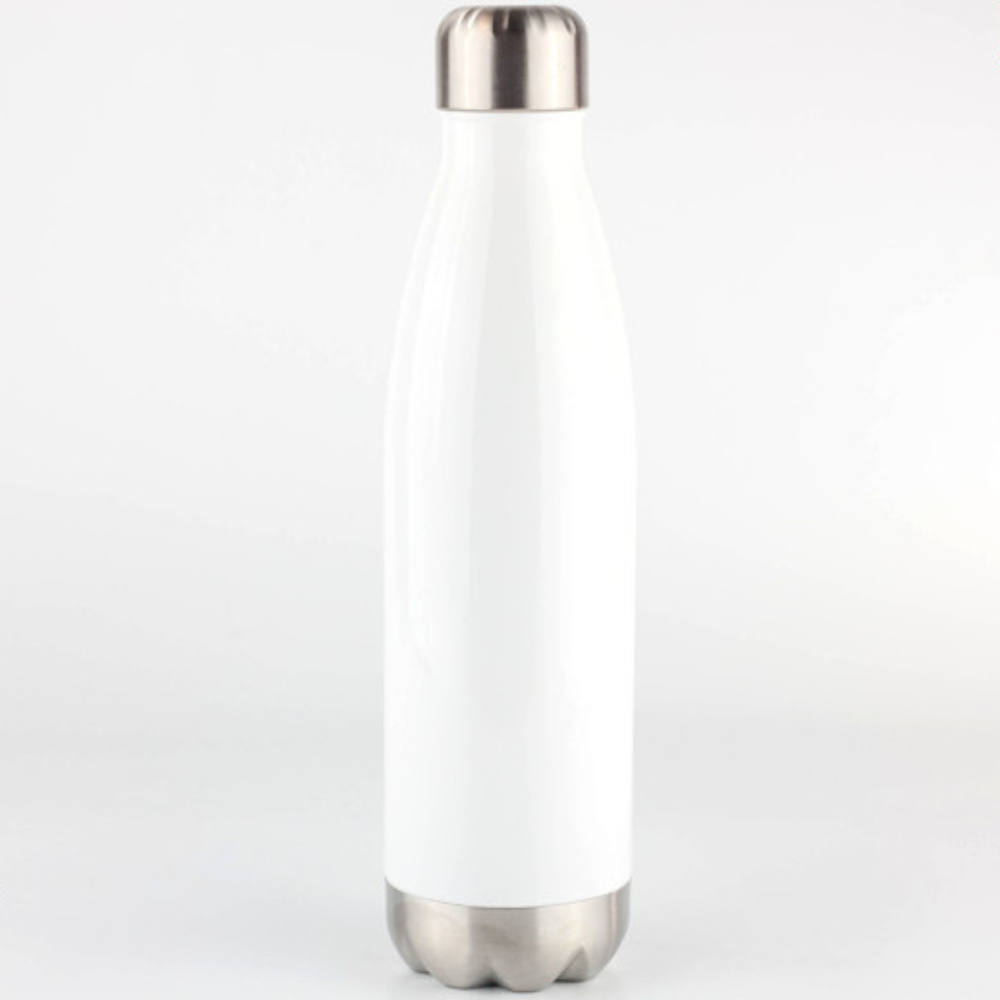 Personalised Bowling Pin Style Water Bottle Tapered White | Perham Prints